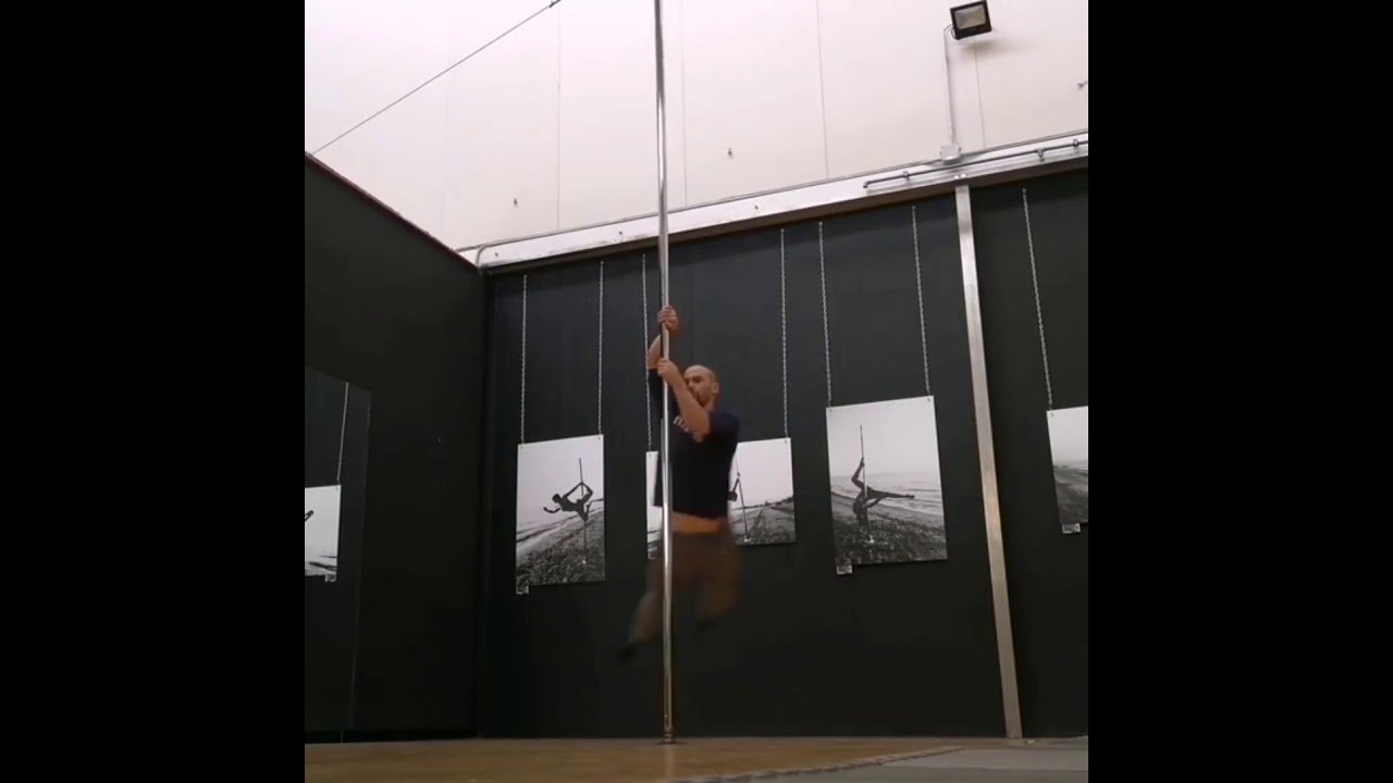Acro pole dance static pole spin on static fonji - YouTube