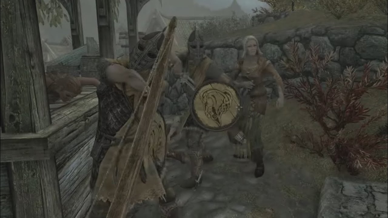 The Whiterun Guards Fights Off Lady (Skyrim) - YouTube