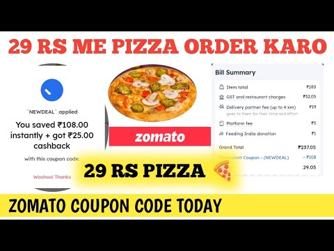 29 rs me pizza order karo Zomato coupon code today - YouTube