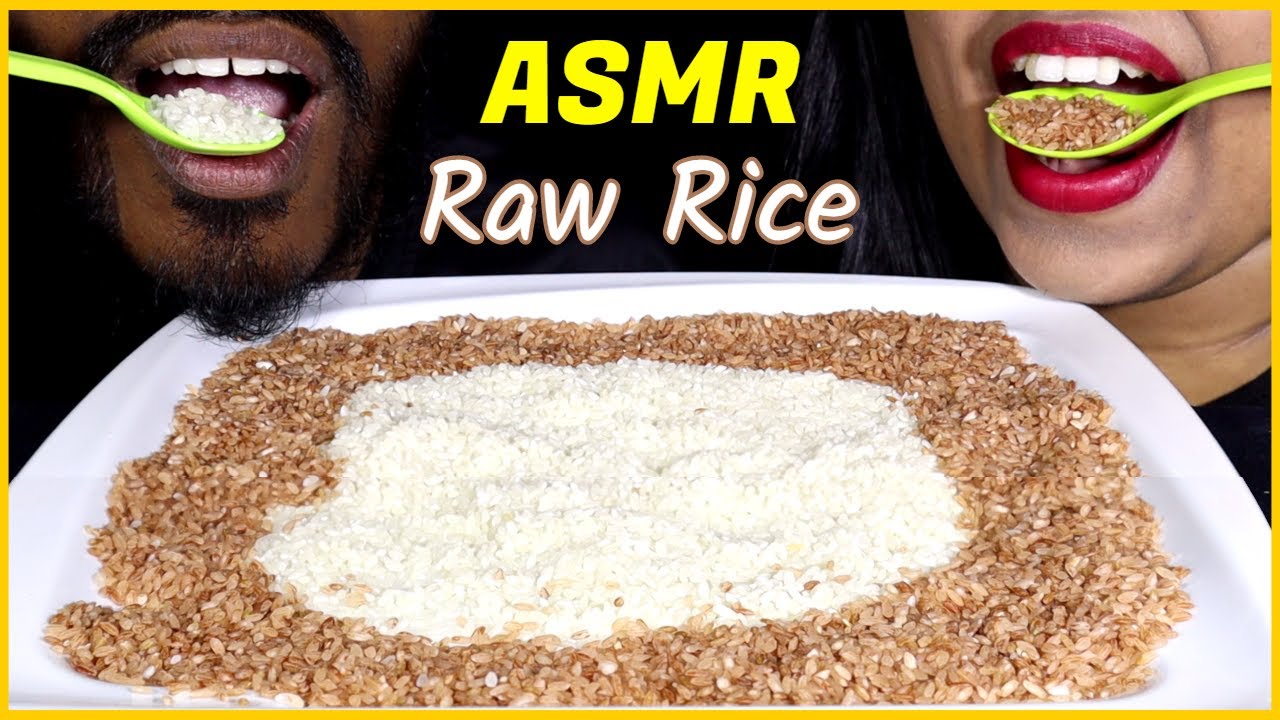 ASMR EATING RAW RICE MUKBANG NO TALKING EATING SOUNDS - YouTube