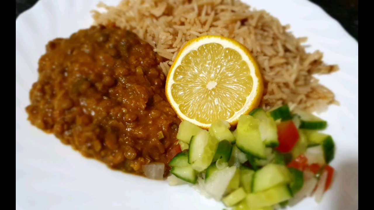 Tarka chawal aor sabat masar ( brown rice with whole masoor dal ...