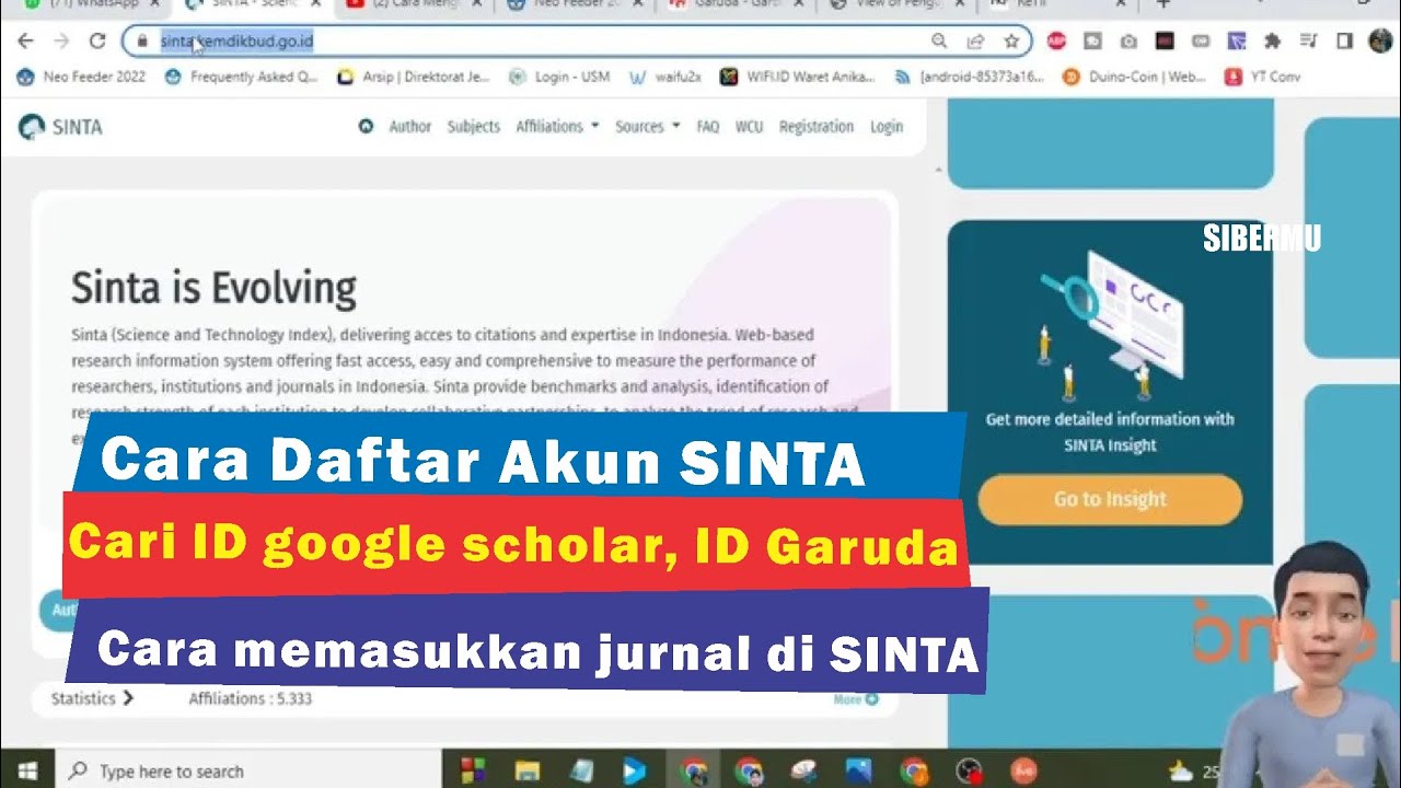 Cara mendaftar akun SINTA memasukkan alfiliasi serta klaim jurnal ...