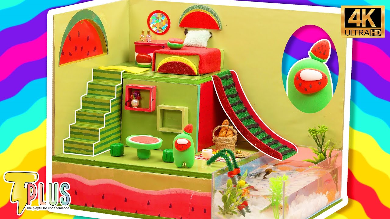 How To Make a Watermelon House (with a fish tank, a watermelon slide ...