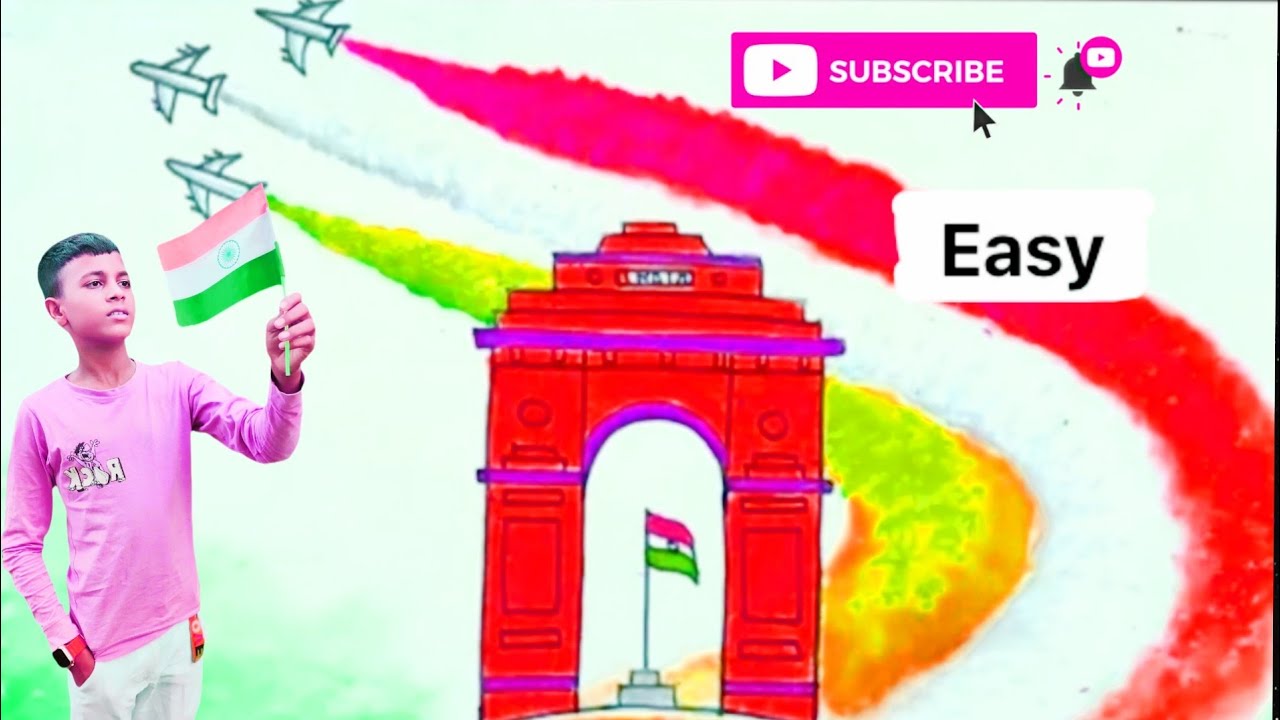 INDIA 🇮🇳GATE ⛩️ HOW TO DRAW INDIA GATE - YouTube