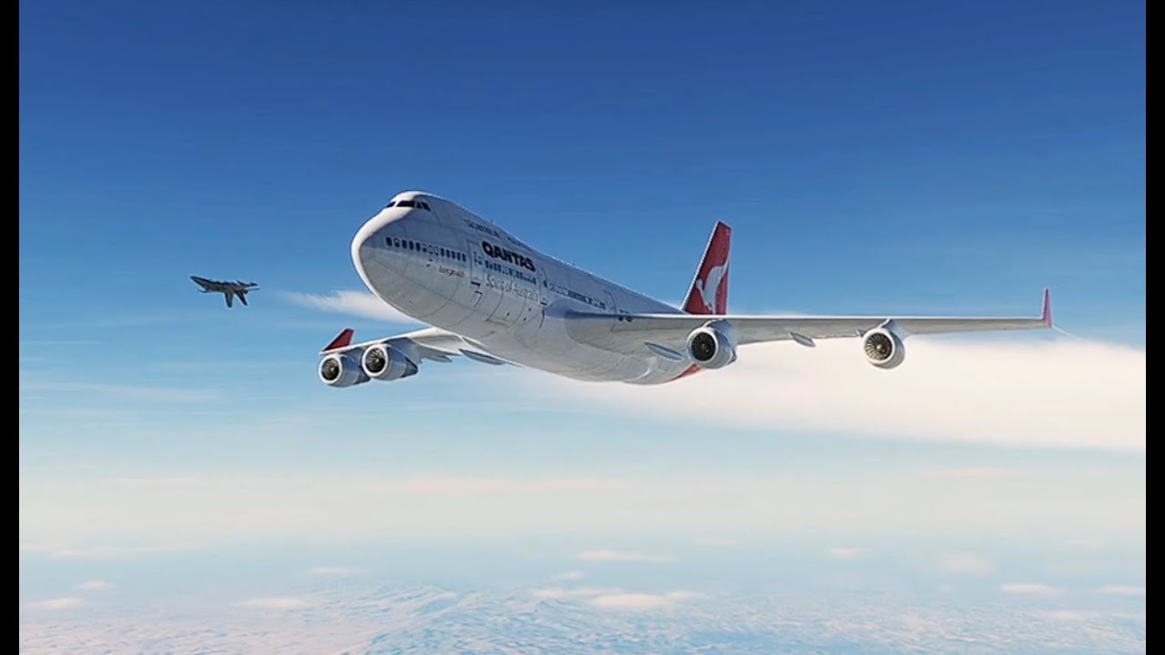F/A-18 Hornet Meets Qantas B747 at 30000 feet || Epic Inverted Flight ...