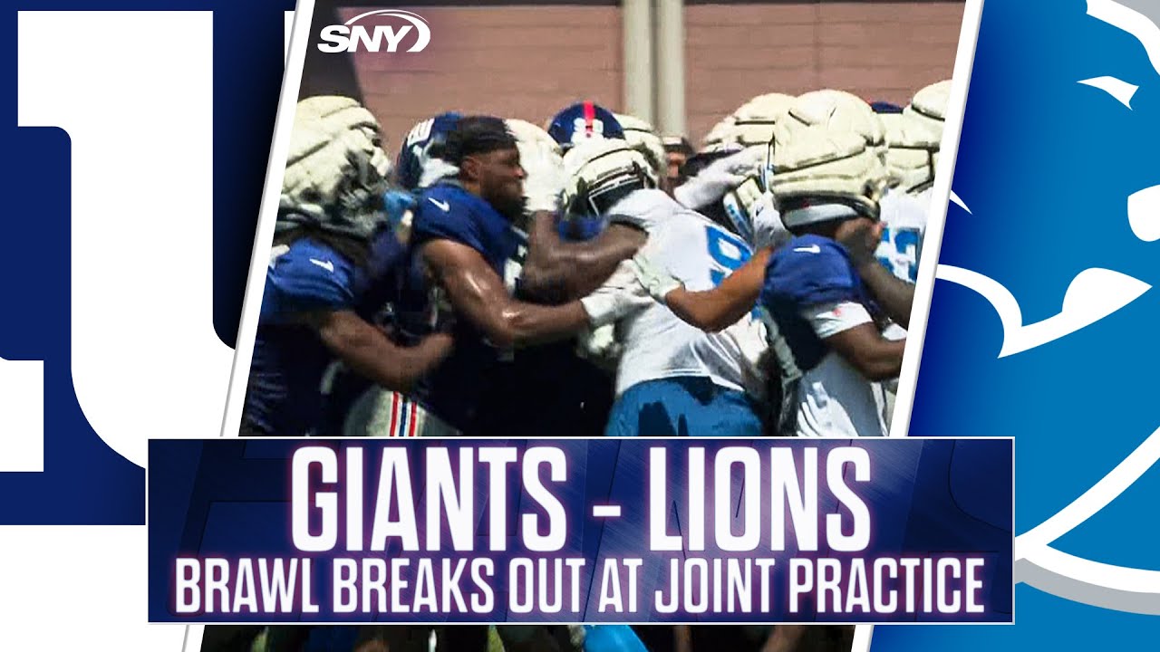 Fights break out during day one of Giants-Lions joint practice | SNY ...