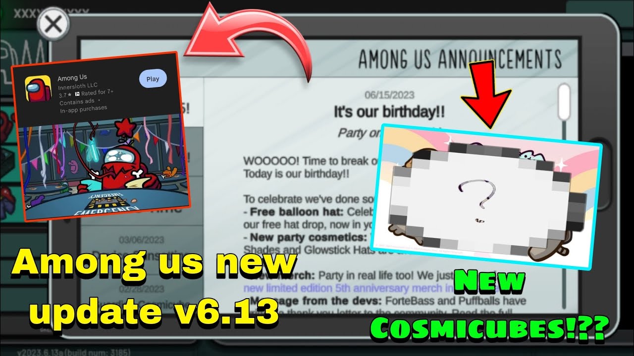 Among Us New Update 6.13 | New Cosmicubes!??? | It's Among Us 5th ...
