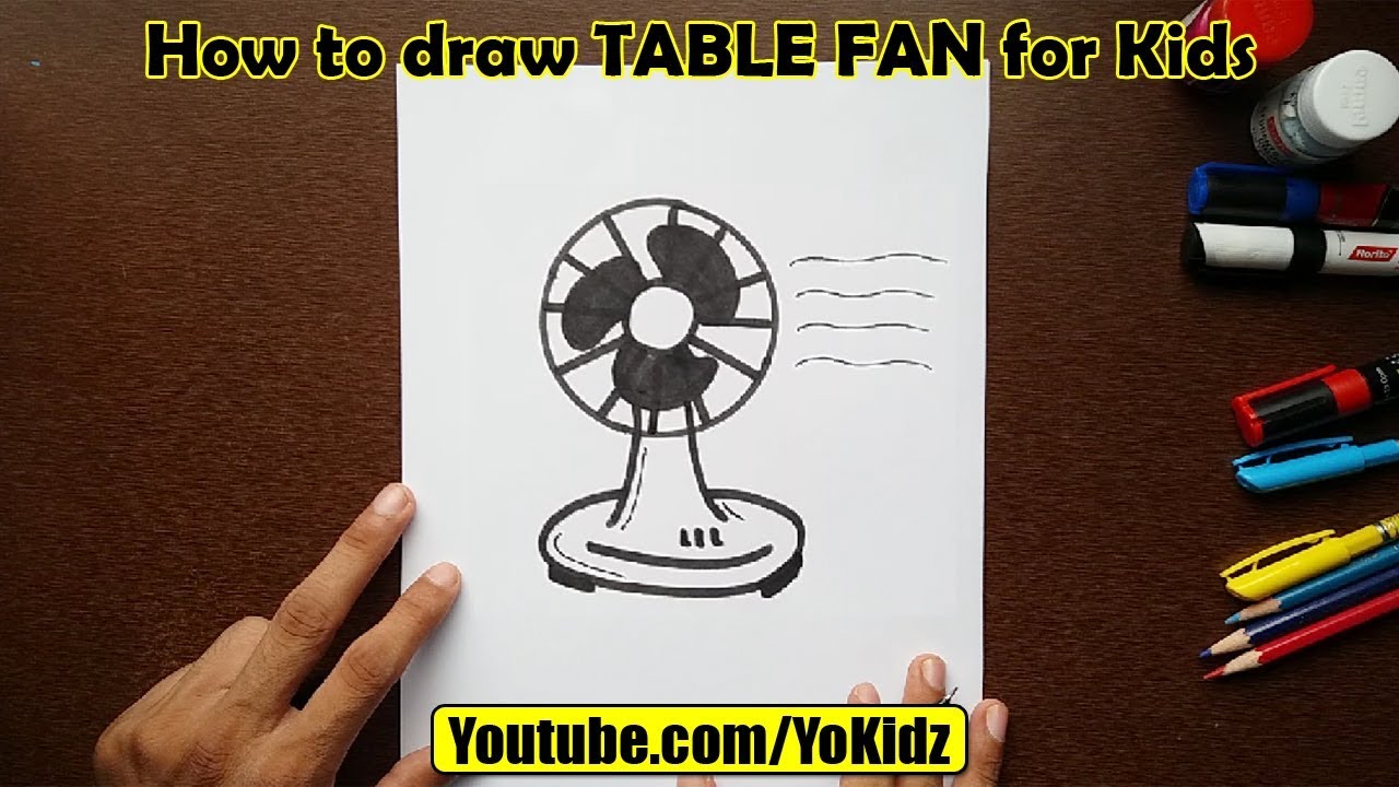 How to draw TABLE FAN for Kids - YouTube