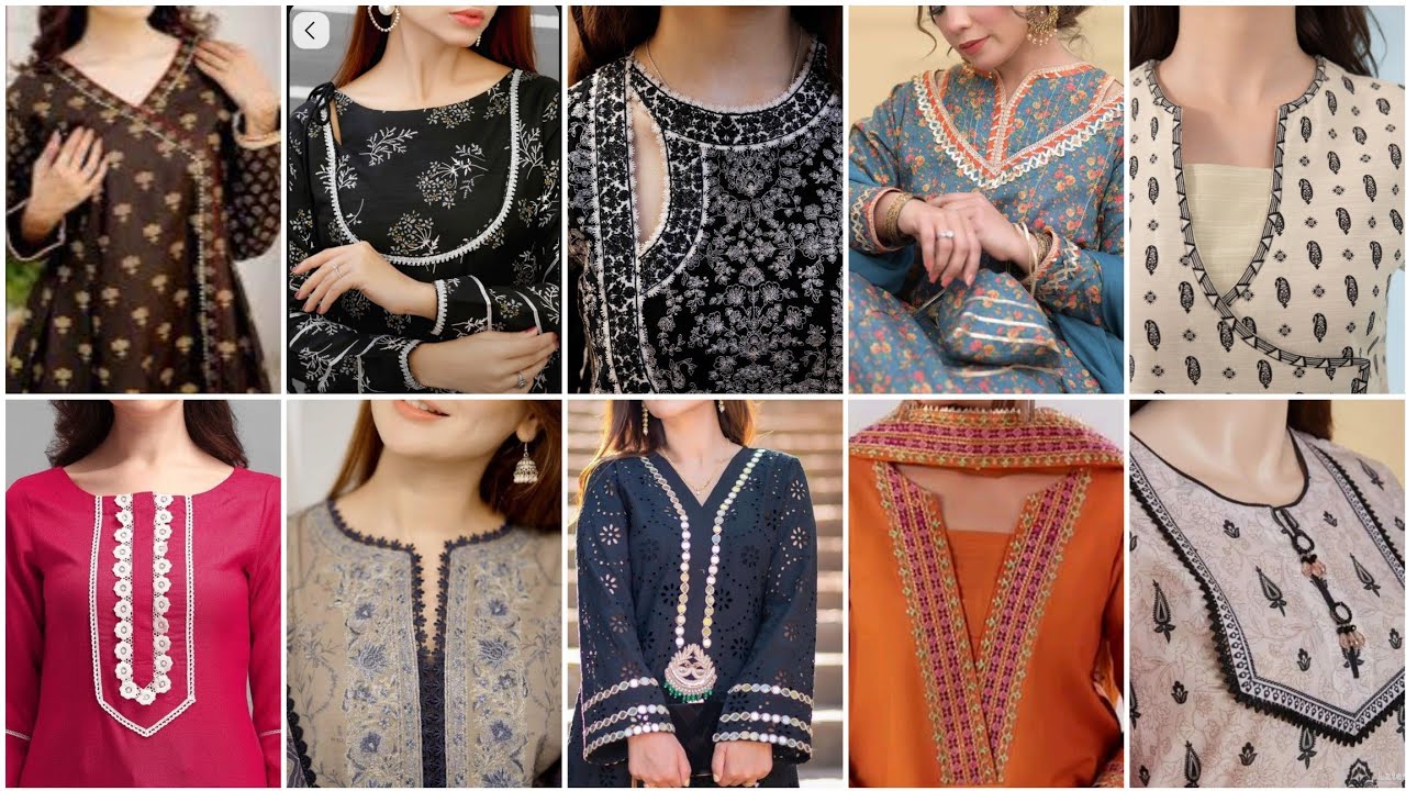 latest neck designs with lace🤩💕👗Galy k design 2025 /gala design - YouTube