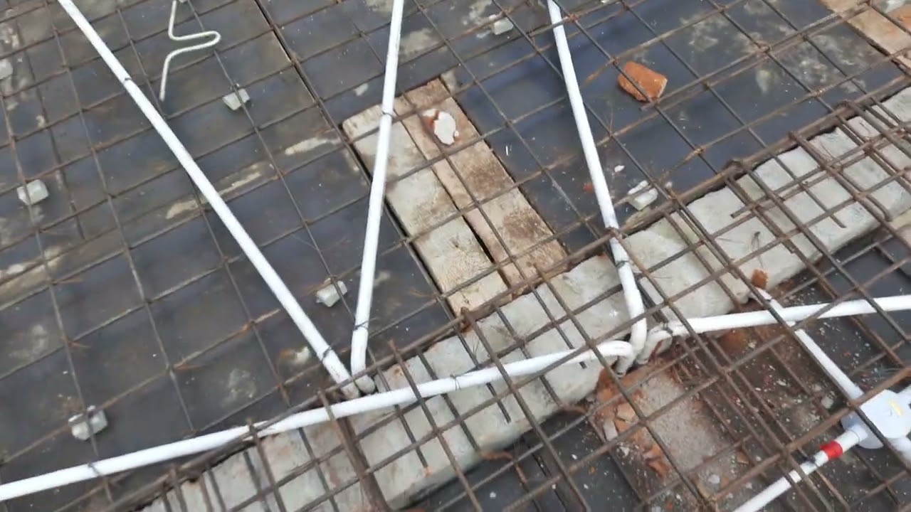 electric wiring pipe lay by concrete.. before - YouTube
