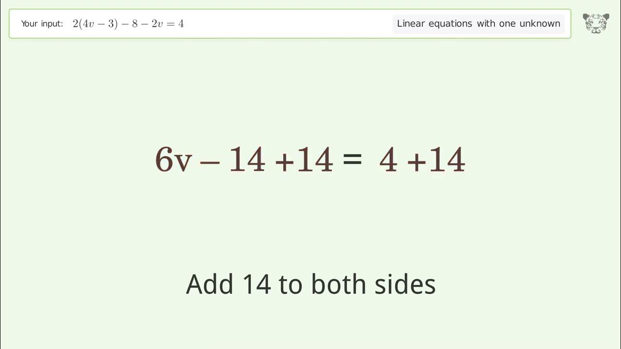 Linear equation with one unknown: Solve 2(4v-3)-8-2v=4 step-by-step ...