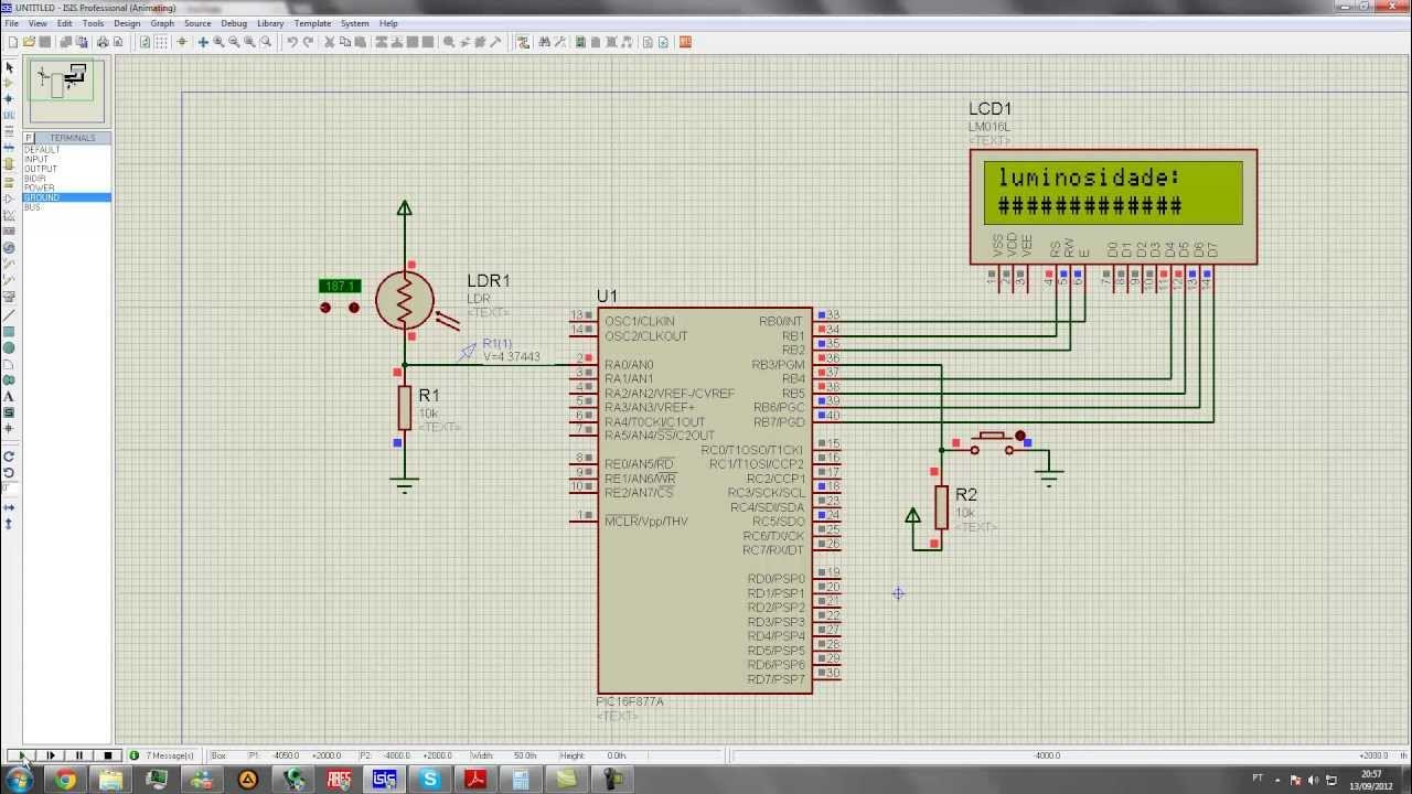 simple project with sensor ldr , pic16f877a , lcd and CCS code - YouTube