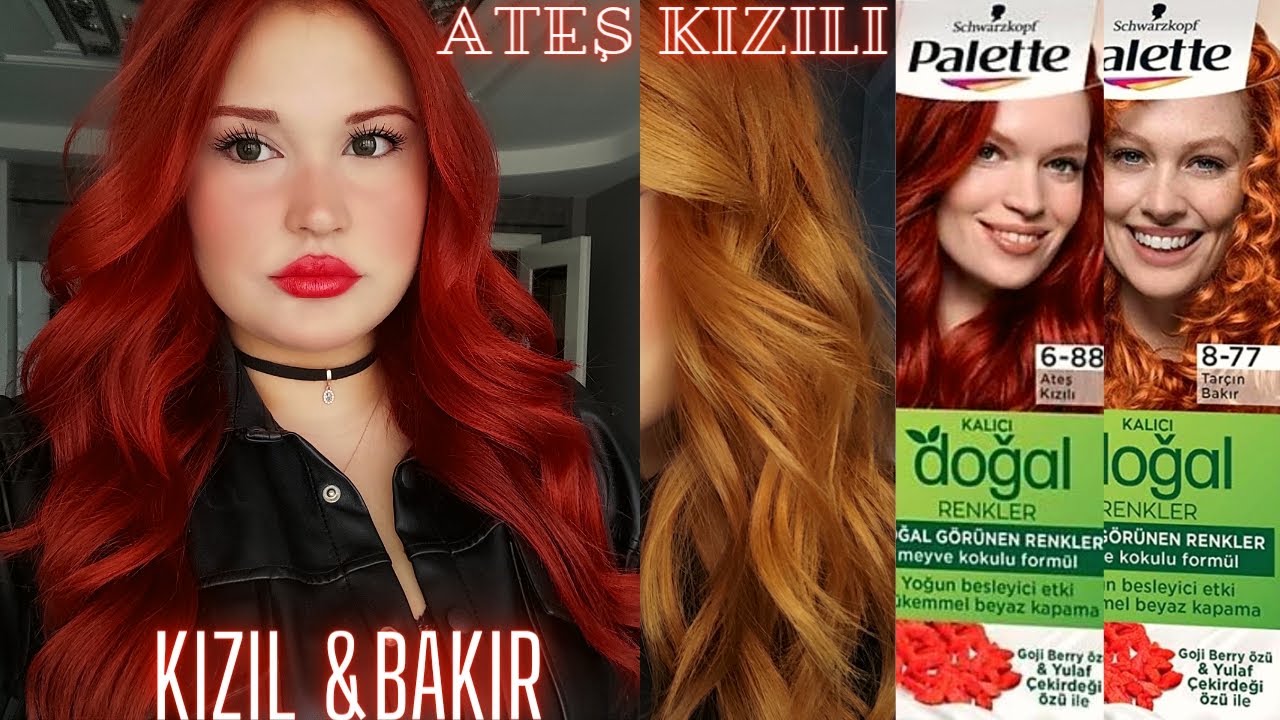 Evde bakır kızıl saç boyama,açıcısız harika canlı saçlar💥 ateş kızılına ...