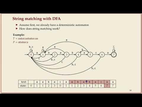 COMP526 (Fall 2023) 4-3 §4.3 String matching with DFAs - YouTube