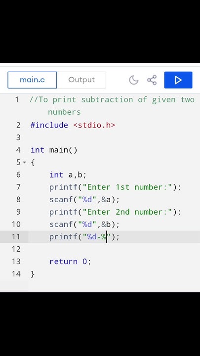 Easy way to print substraction of two numbers |C language #coding #keeplearning - YouTube