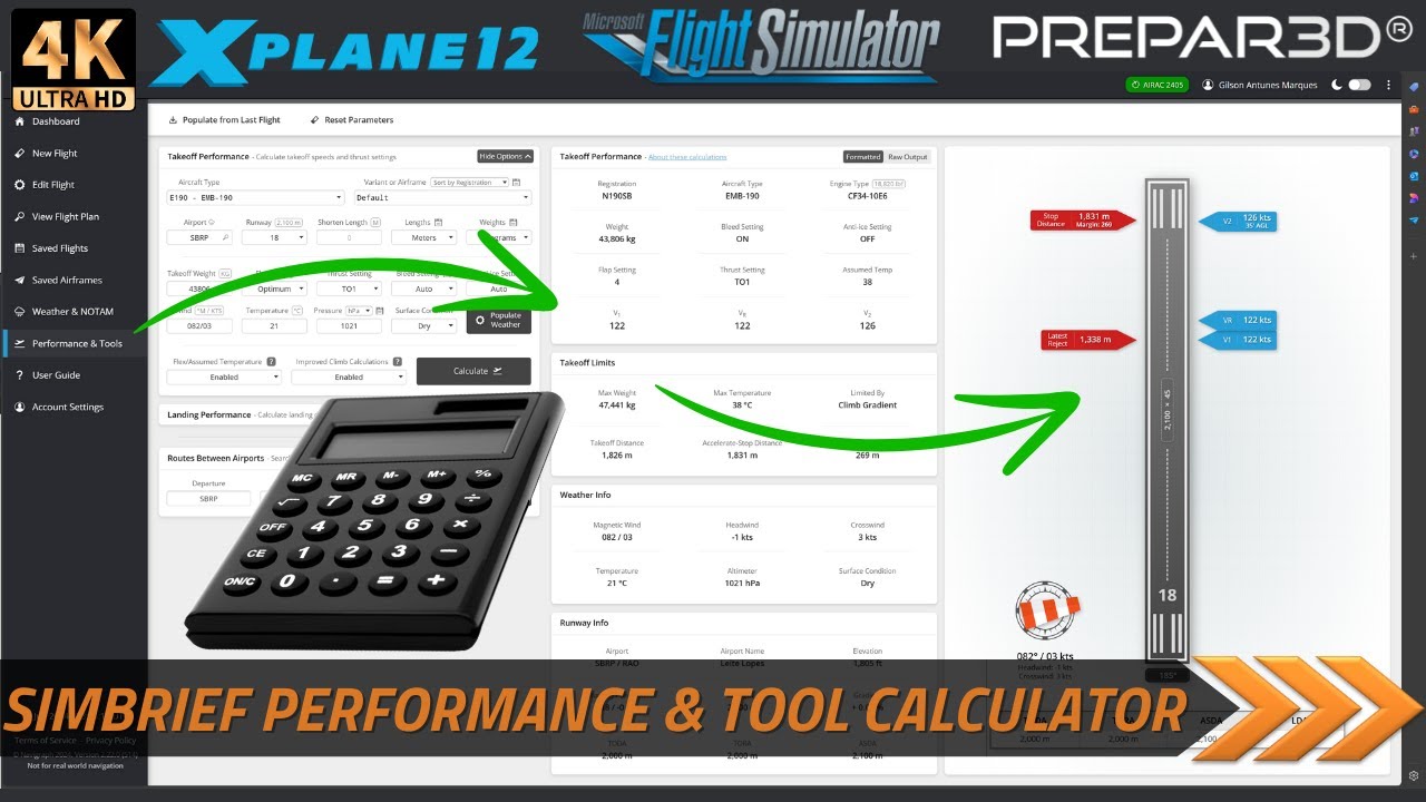 [4K] Simbrief TAKEOFF & LANDING Performance Calculator Tool - é muito ...