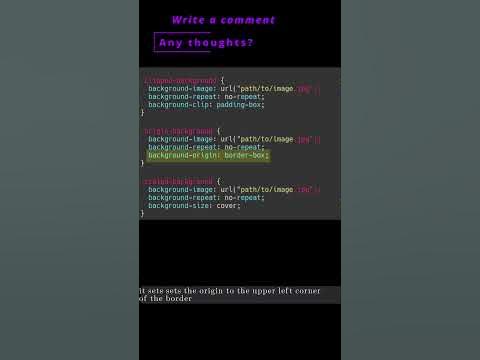 💻 CSS 5d - background origin size 💻 #html #html5 #css #css3 #csscourse - YouTube