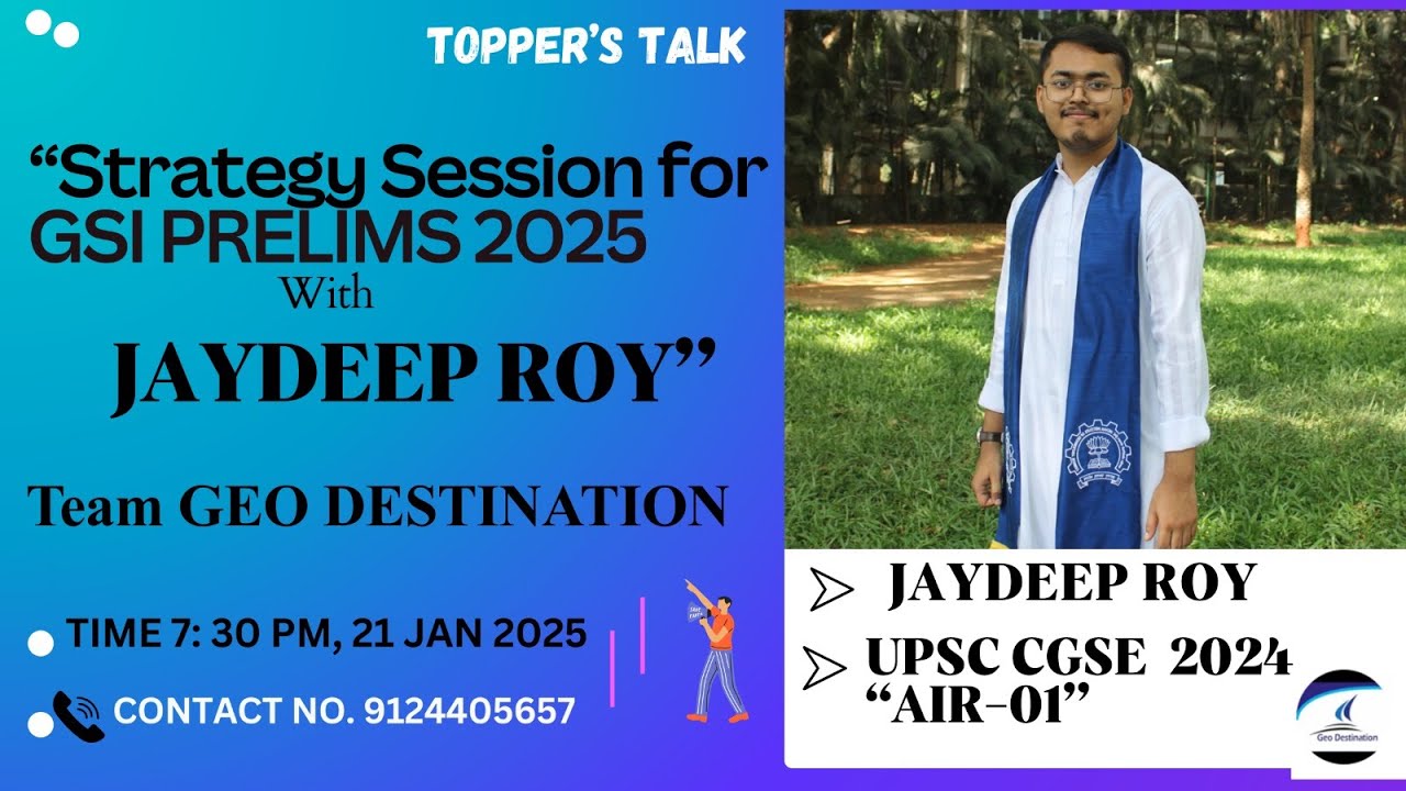 TOPPER'S STRATEGY SESSION WITH JAYDEEP ROY GATE NET GSI IIT JAM RANK 01 BY GEO DESTINATION - YouTube