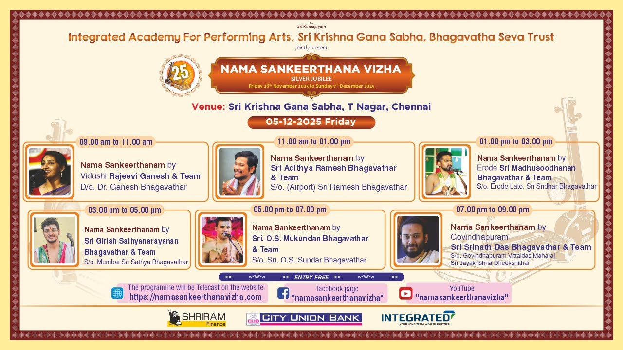 #Live Nama Sankeerthanam by Govindhapuram Sri Srinath Das Bhagavathar ...