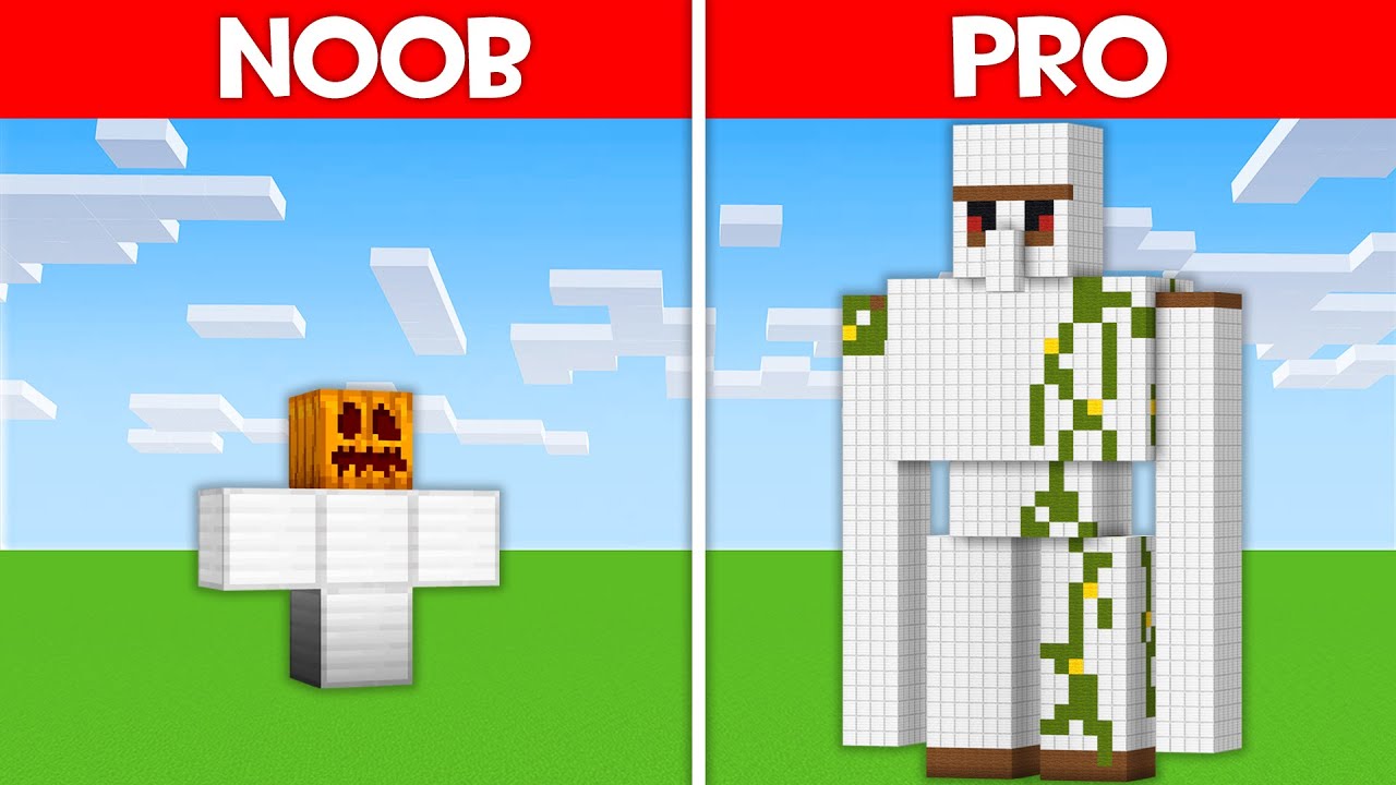 Minecraft Battle: IRON GOLEM BUILD CHALLENGE - NOOB vs PRO vs HACKER vs ...