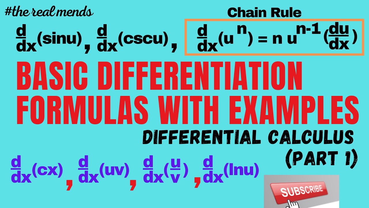 Basic Differentiation Formulas With Examples Differential Calculus Basic Differentiation Formulas With Examples Differential Calculus