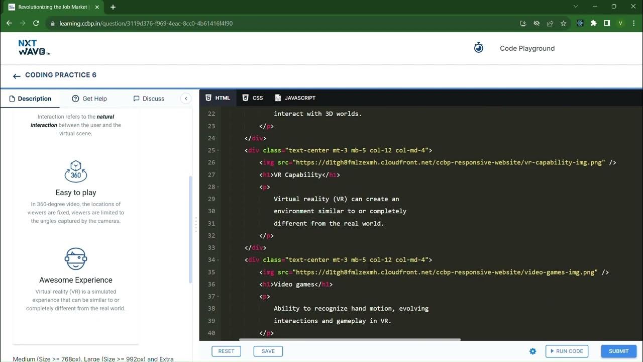 Vr Website Features Section Coding Practice 6 Html Css Bootstrap Nxtwave Ccbp 4 O