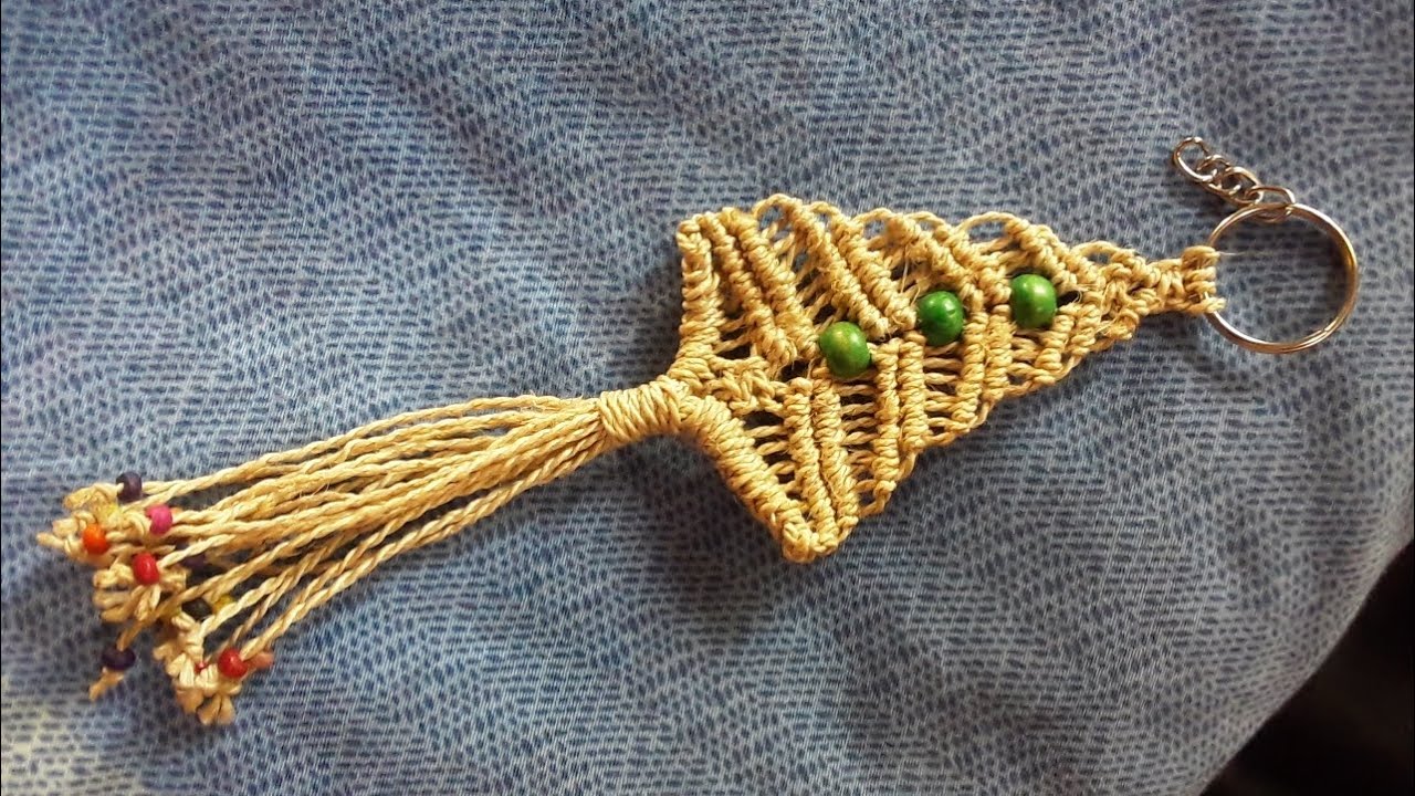 Macrame key ring tutorial. MACRAME Christmas tree ornament. - YouTube
