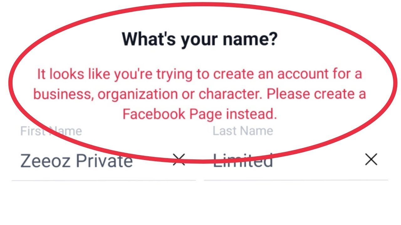 Fix Facebook Retype Create account Name & Business Organization or ...