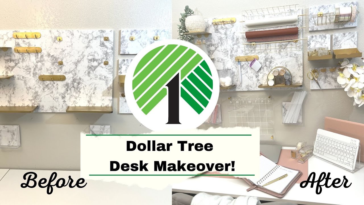 Desk Makeover Using Dollar Tree Supplies! 🌳💕 - YouTube