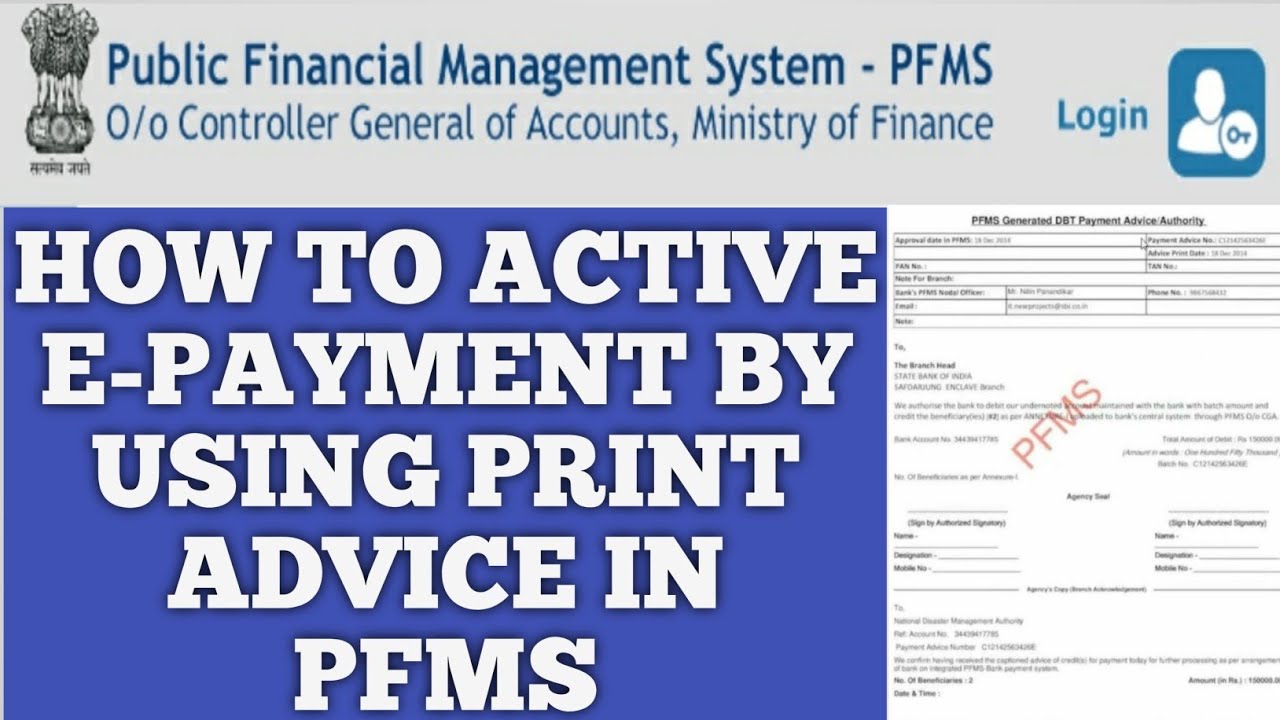 HOW TO ACTIVE E-PAYMENT BY USING PRINT ADVICE IN PFMS|| - YouTube