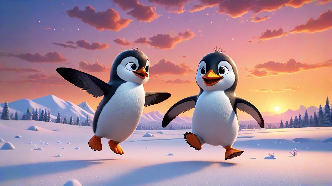 Two Little Penguins Slide on Ice | Winter Animal Song for Kids ...