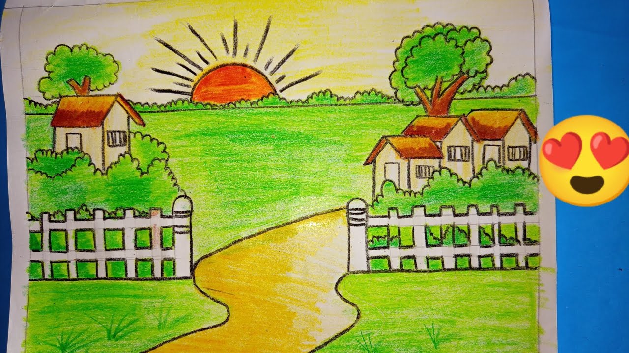 Landscape scenery drawing||prakitik disso - YouTube