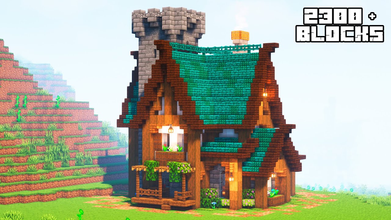 Big Two Storey Medieval Style House In Minecraft | Timelapse Minecraft ...