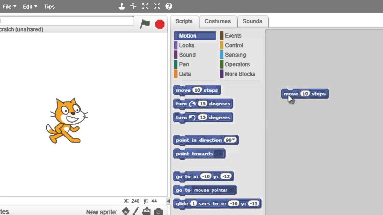 Scratch - Move 10 Steps - 02 - Youtube