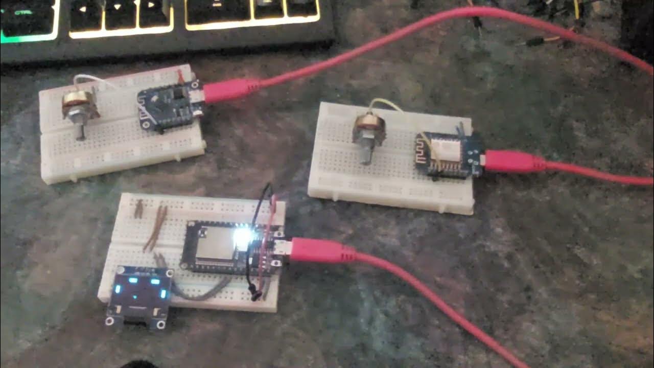 ESP32 ESP8266 Pong game with ESP-NOW via peer to peer 2 players with remote control paddle ...