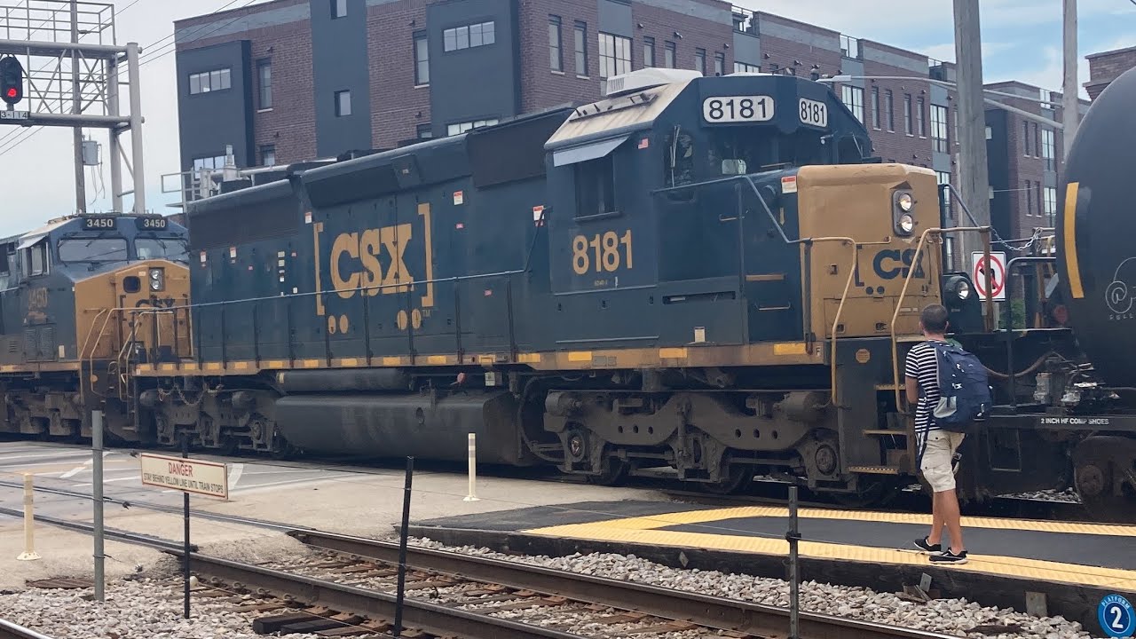 CSX 8181 SD40-2 trailing on a train at River Grove Illinois - YouTube