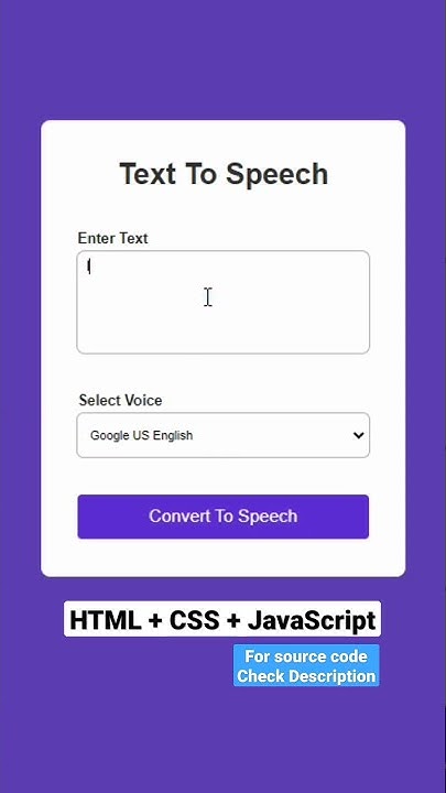 Text to speech with html css javascript #shorts #viral - YouTube