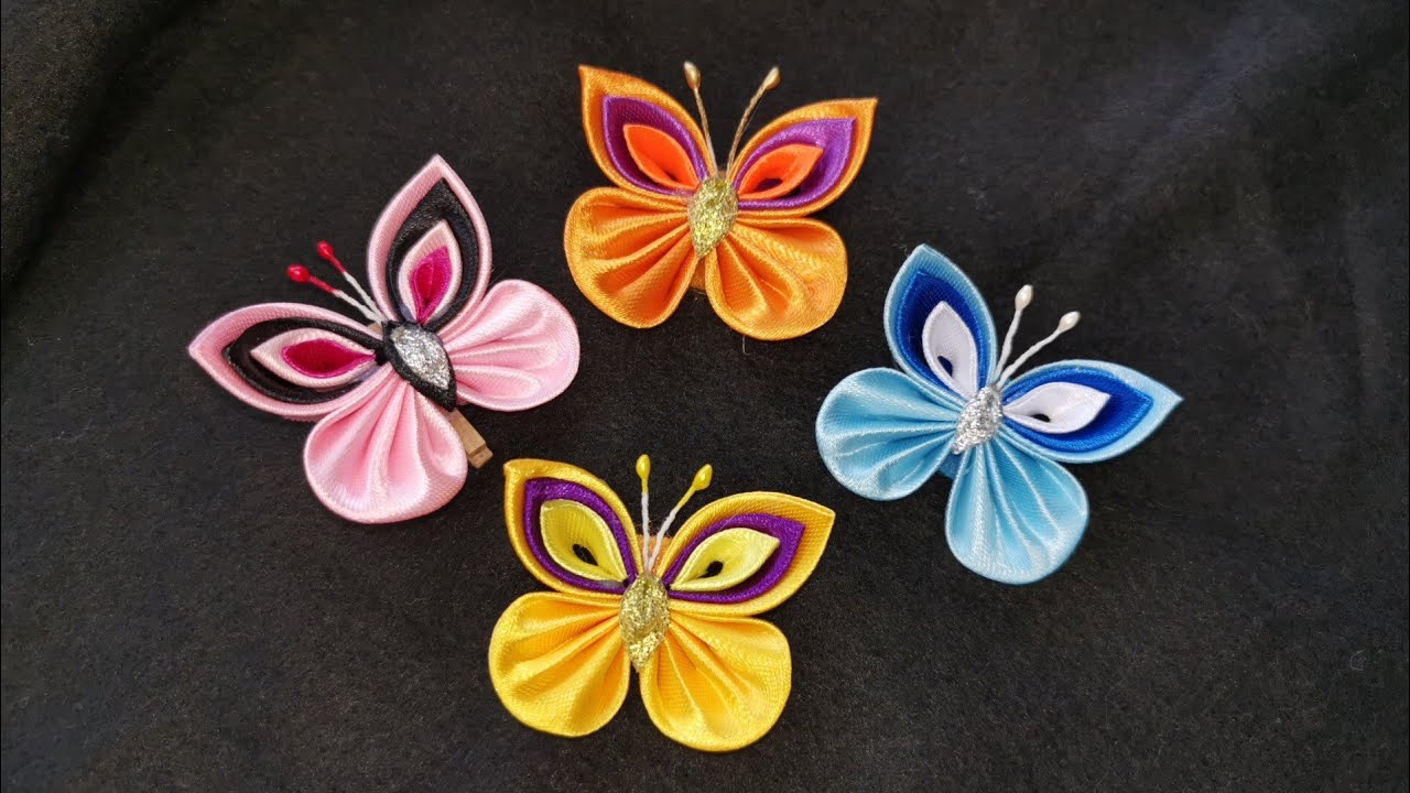 Satin ribbon butterfly / Handmade gift ideas / Kanzashi / DIY crafts ...