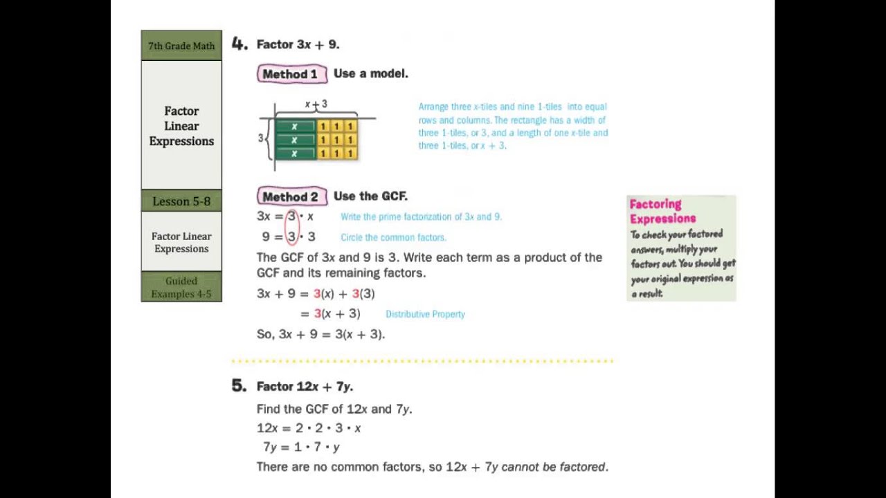 Factor Linear Expressions - YouTube