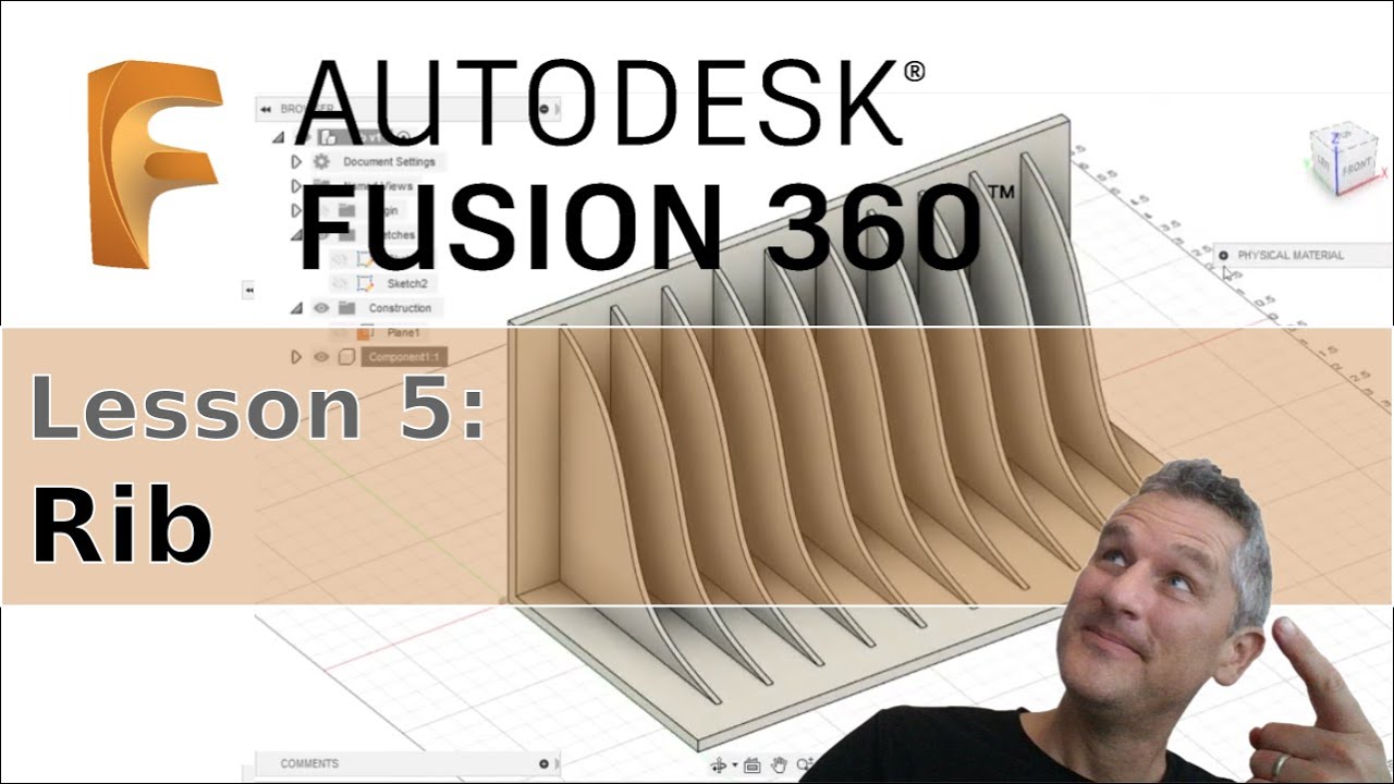 Fusion 360 : 05 : Rib - YouTube