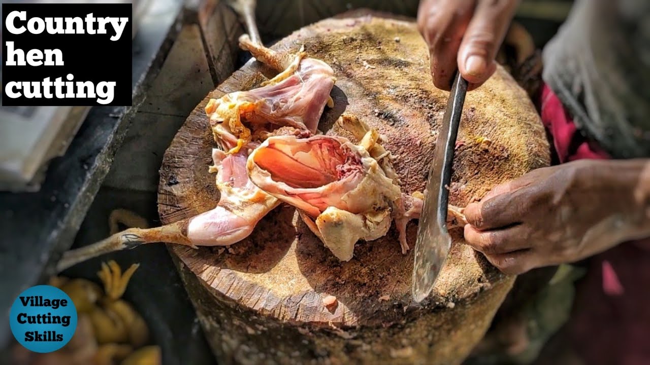 Black country hen cutting - super fast natukodi cutting skills |village ...