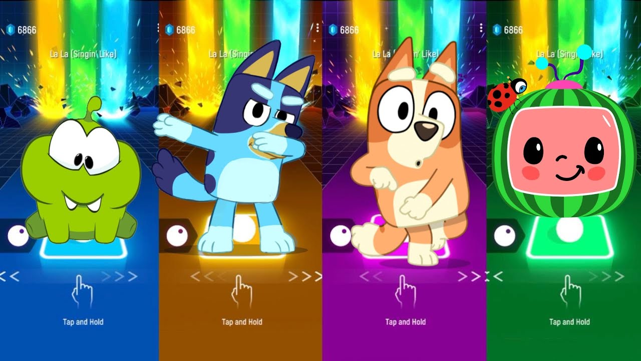 Music video whith Om Nom, Bluey, Bingo & Cocomelon | Mix Tiles Hop ...