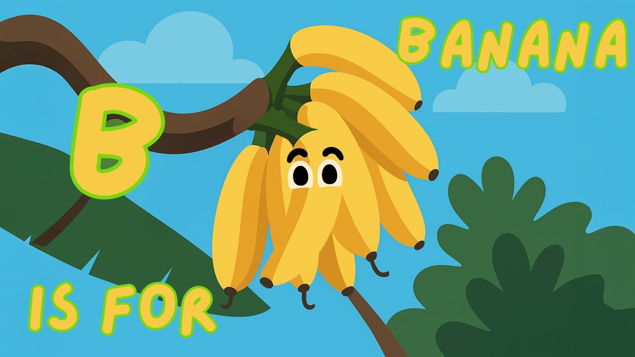 B is for Banana 🍌 | ABC Fruit Songs | Flat design vector art - YouTube
