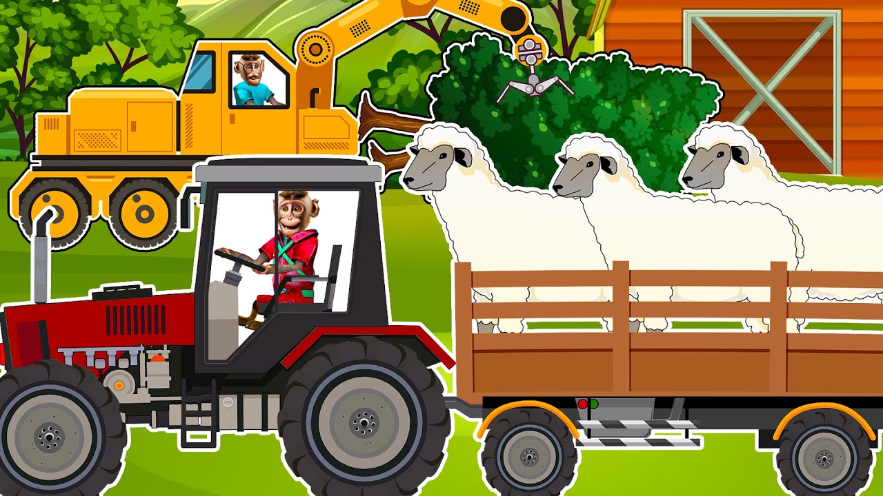 Farm Work: Sheep Transport Tracter - Clear Trees Blocking the Path ...