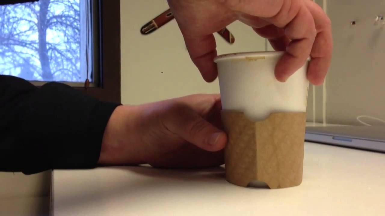 Disposable coffee cup spill reducer - YouTube