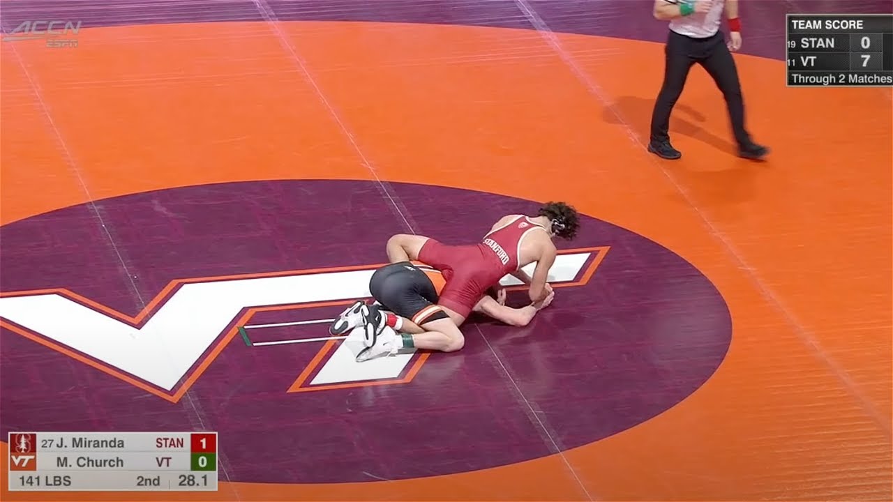 141lbs Jason Miranda (Stanford) vs Mac Church (Virginia Tech) - YouTube