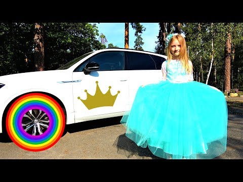 Polina as a princess going to a colorful party