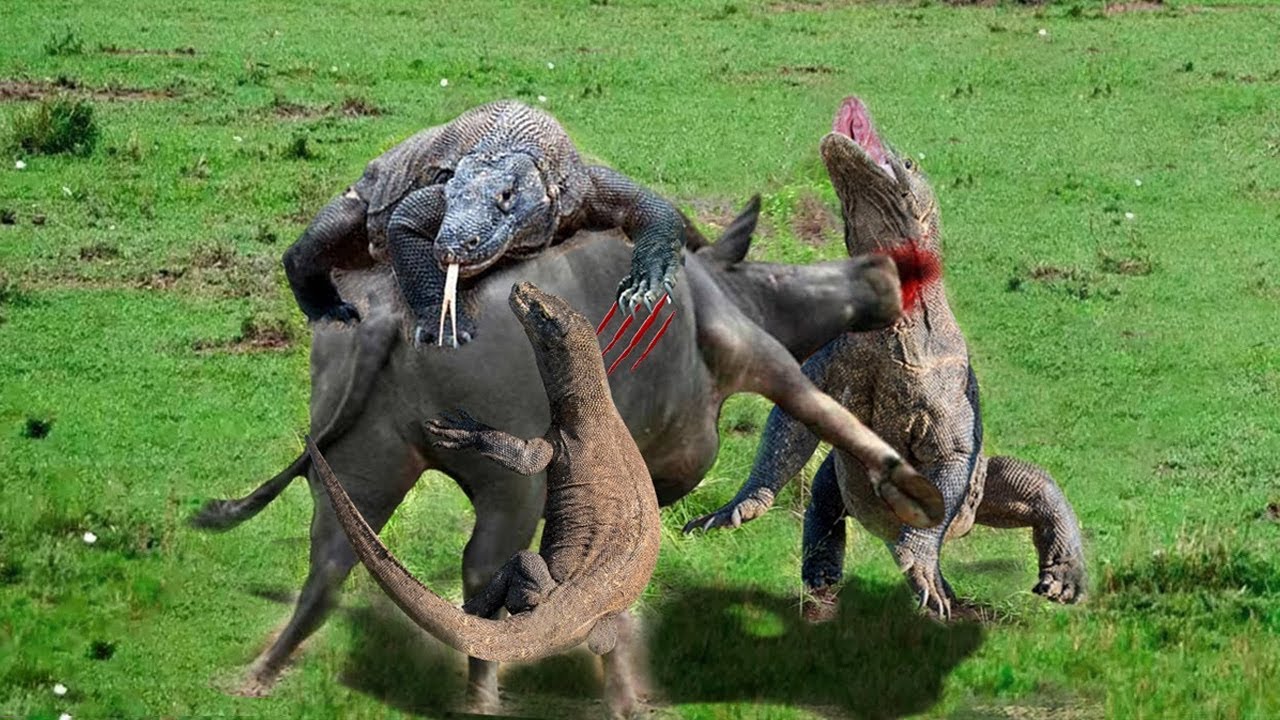 Merciless! Komodo Dragon Attacks Wild Buffalo Too Brutal And Take Down ...