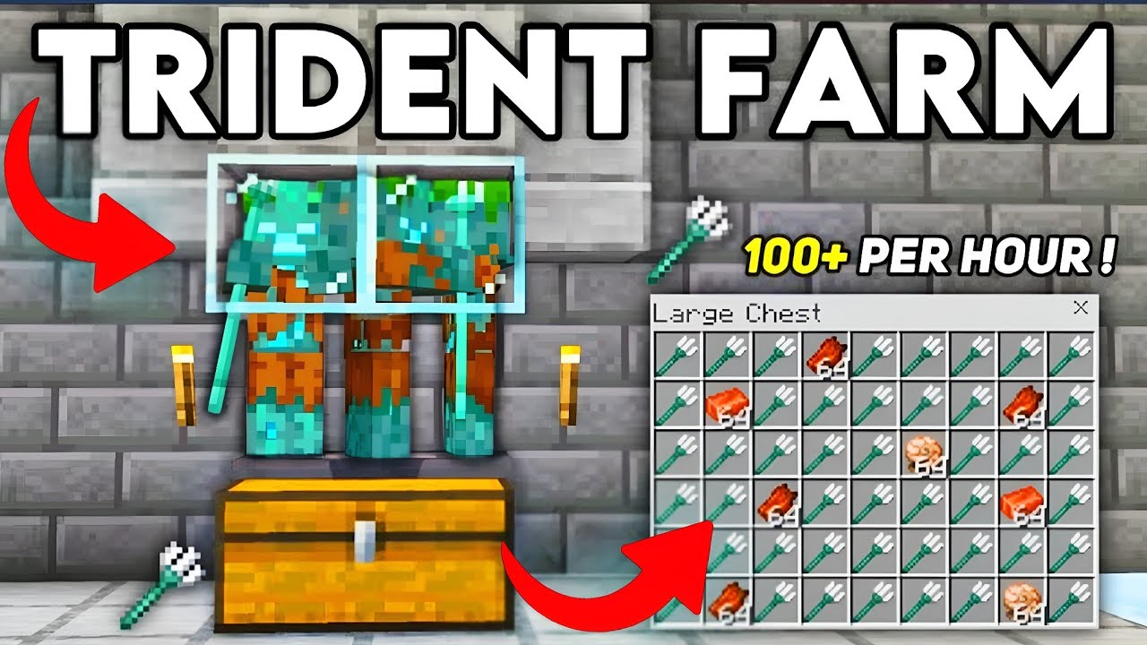 EASIEST TRIDENT FARM in 1.21 Minecraft Bedrock! - YouTube