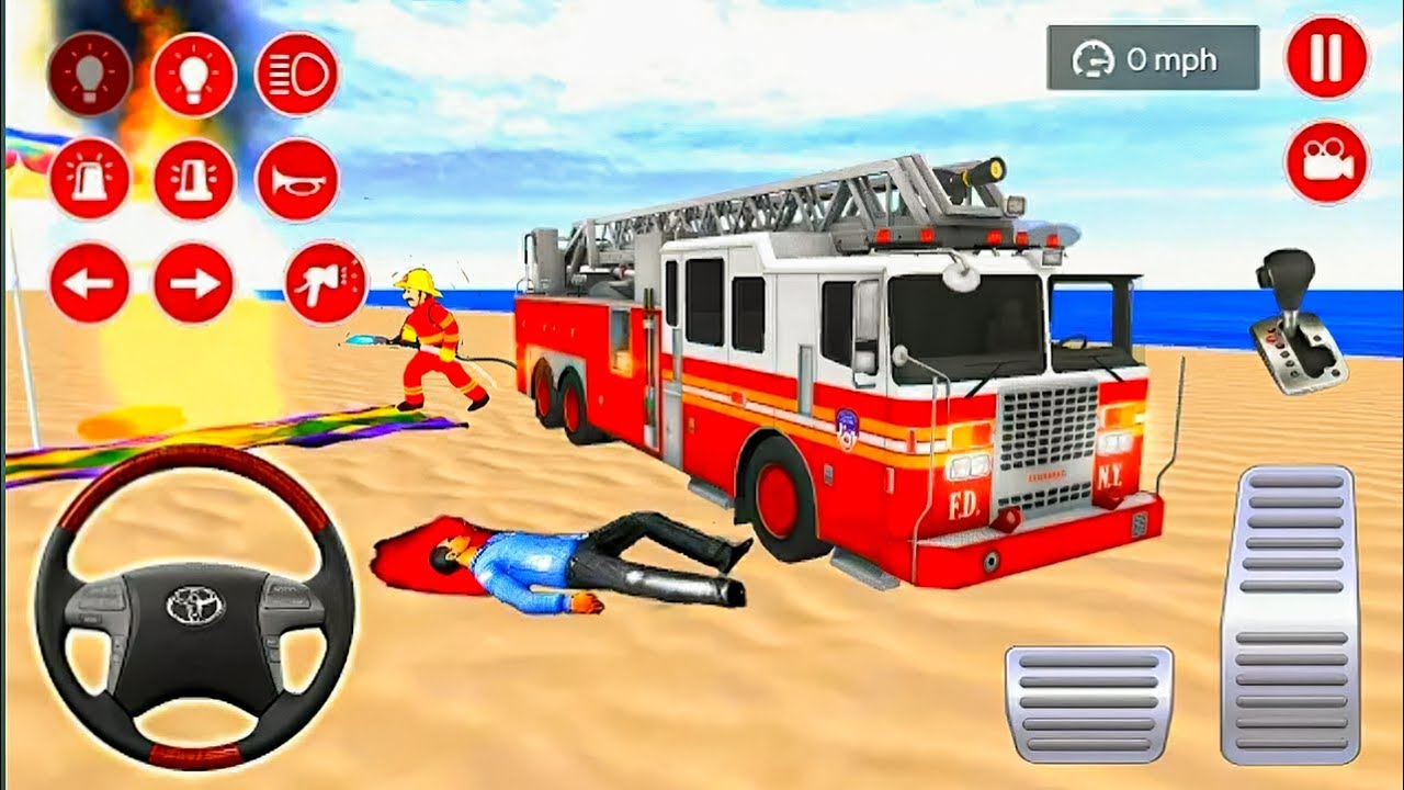 Long Fire Truck Puts Out Big City Fire - Truck Racing Simulator ...